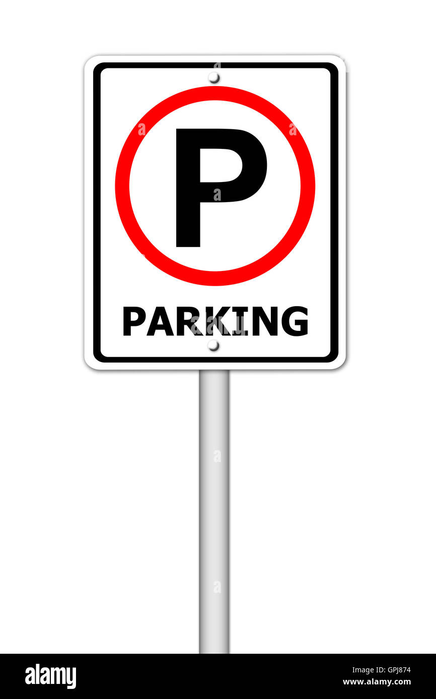 parking traffic sign on white Stock Photo - Alamy