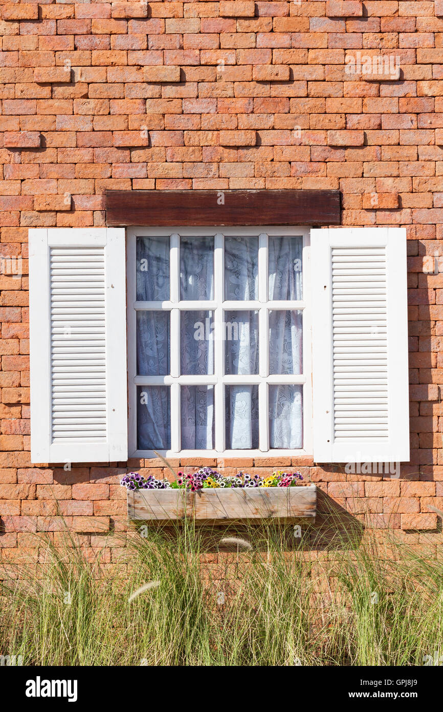 Vintage white window Stock Photo - Alamy