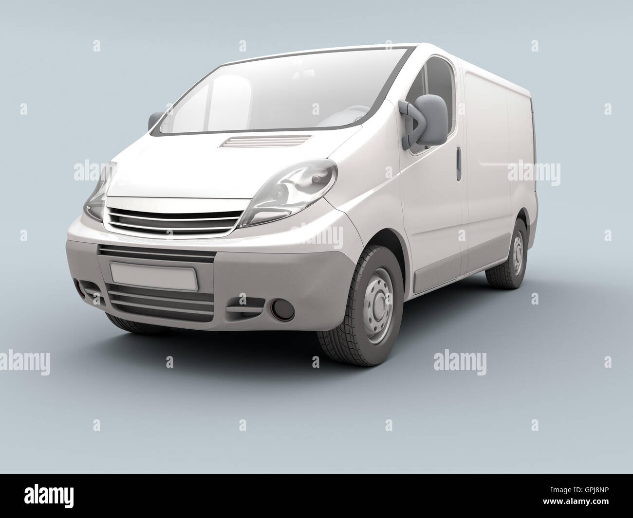 White commercial van Stock Photo - Alamy