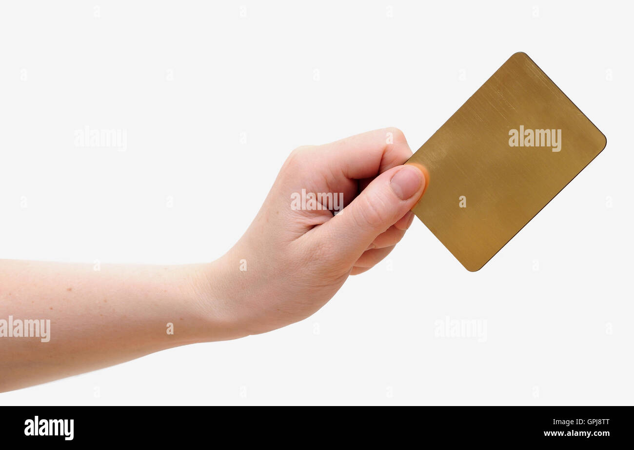 hand holds the golden card Stock Photo - Alamy