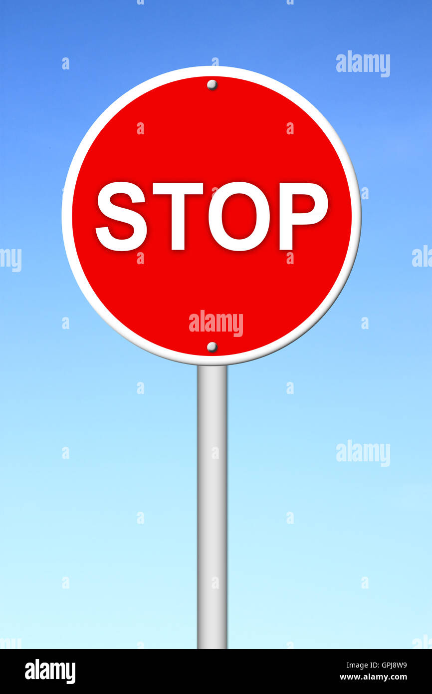 stop sign with blue sky Stock Photo - Alamy