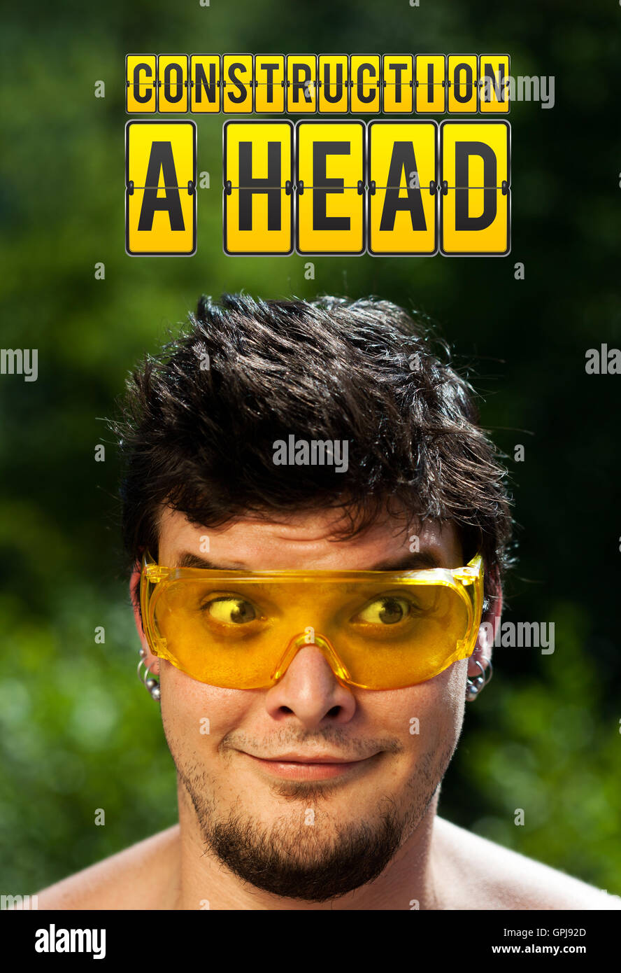 Young person looking at idea type of sign Stock Photo - Alamy
