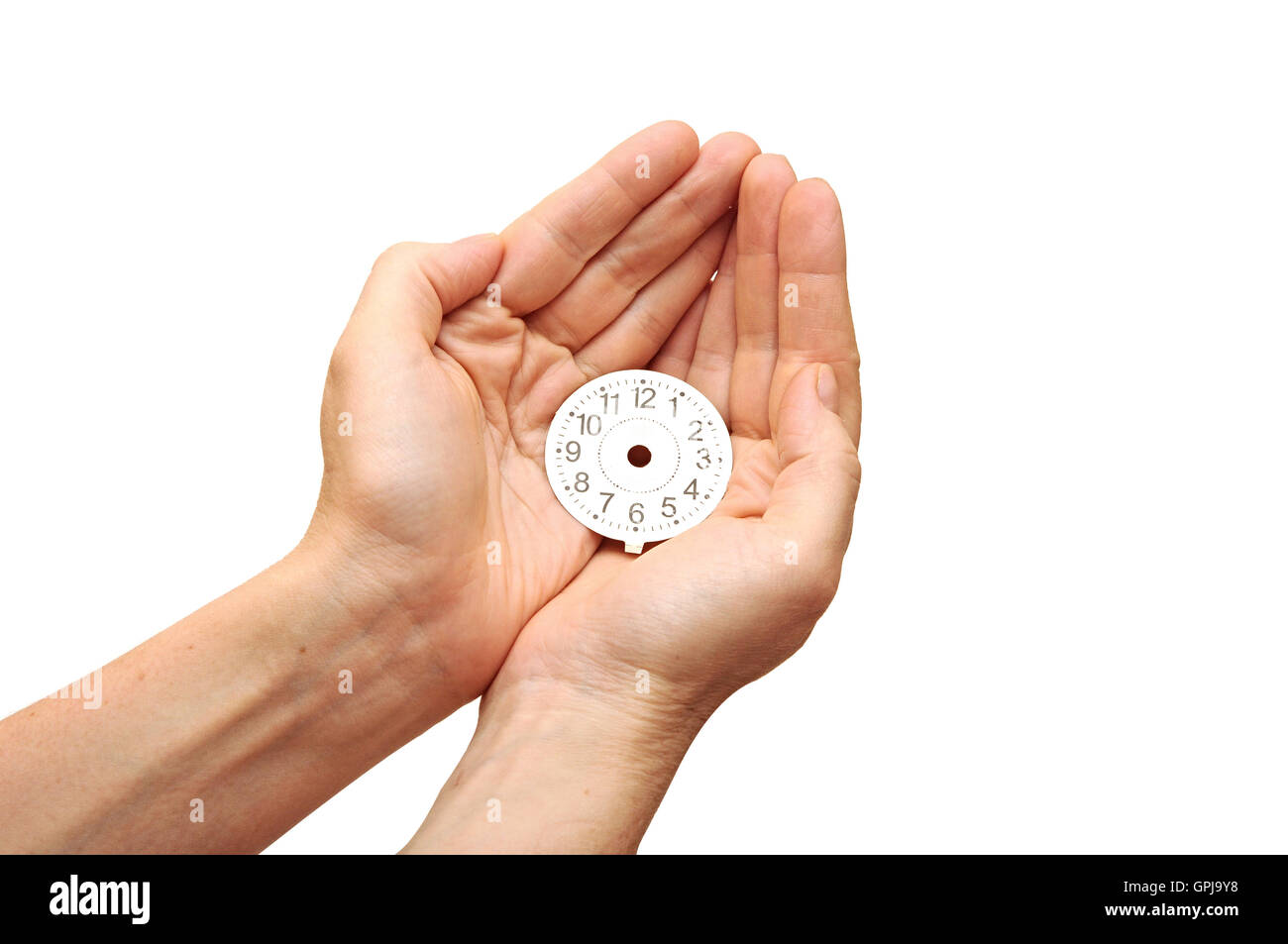 clock with hands on white background showing save the time conce Stock ...