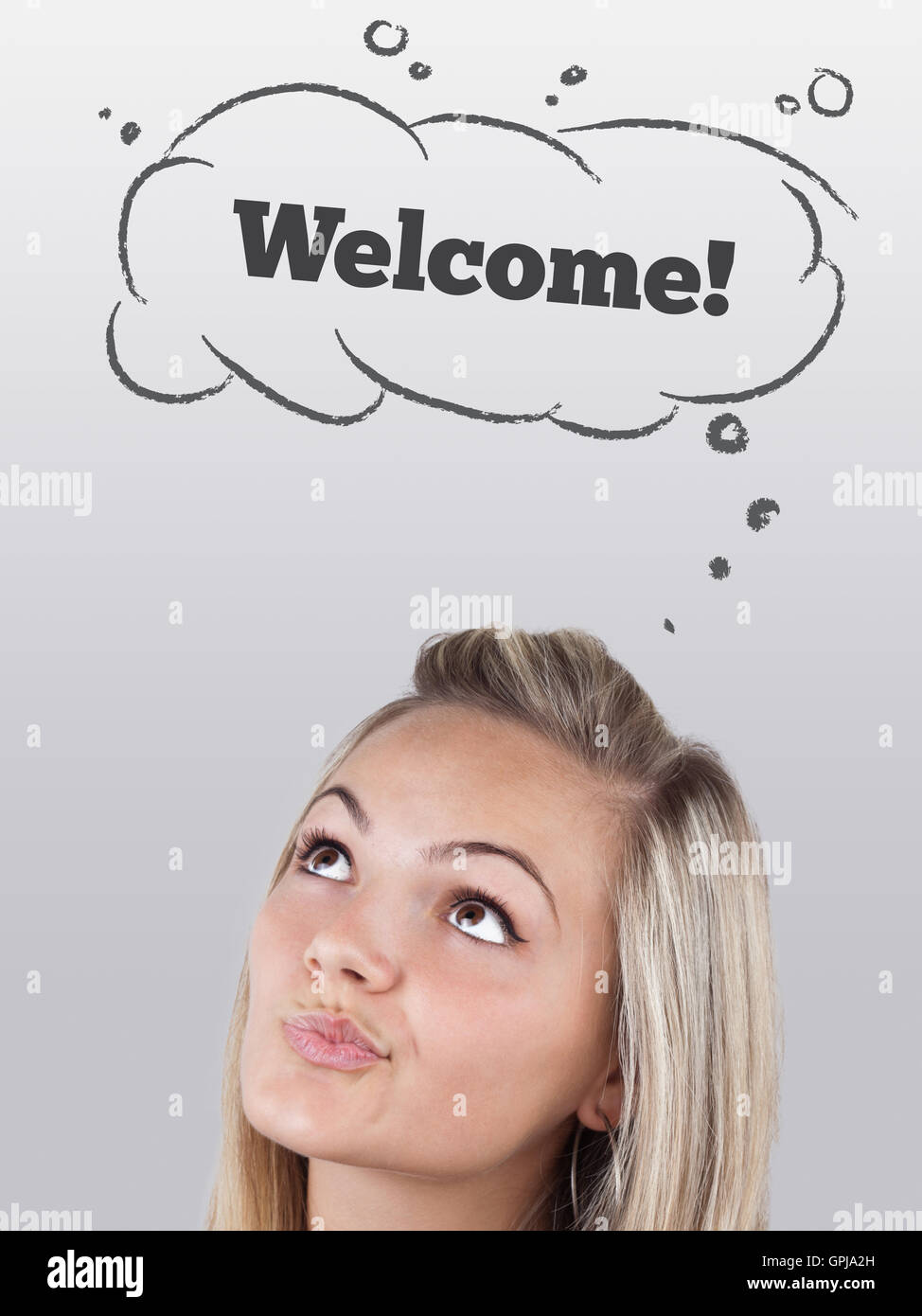 Young girl looking at recreational signs Stock Photo - Alamy
