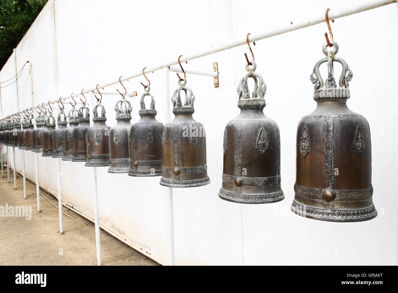 Bronze bell in the temple Stock Photo - Alamy
