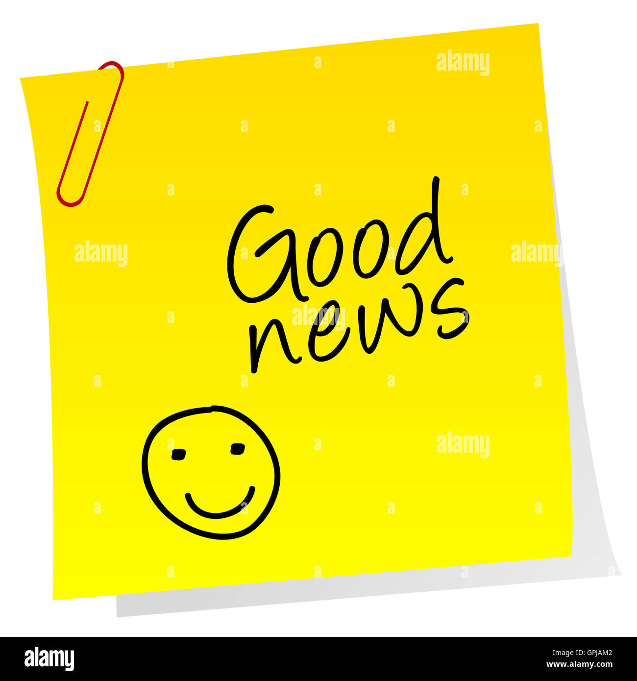 Sheet of paper with Good news text Stock Photo - Alamy