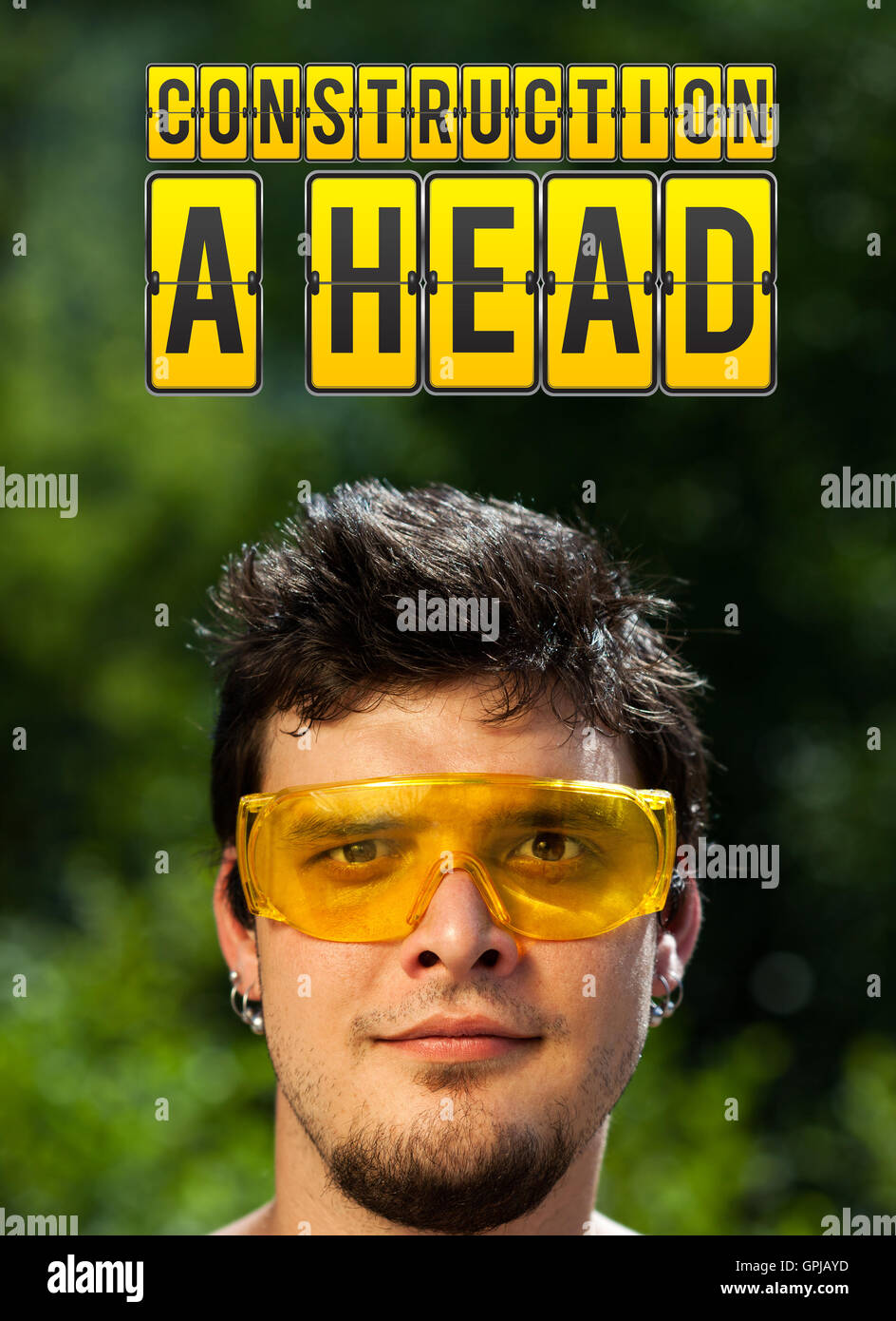 Young person looking at idea type of sign Stock Photo - Alamy