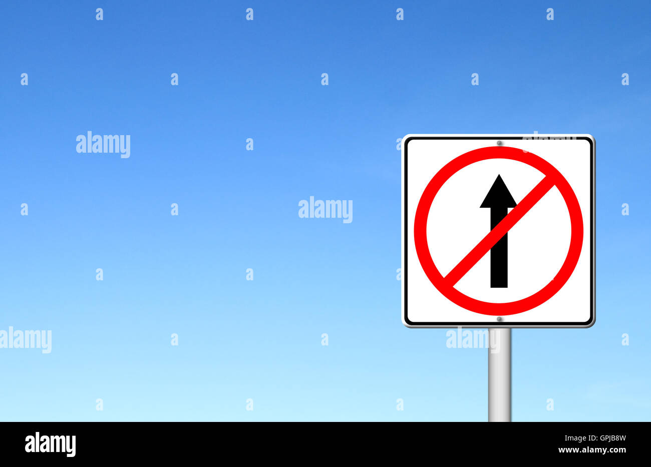 No go ahead the way ,No forward sign with blue sky Stock Photo - Alamy