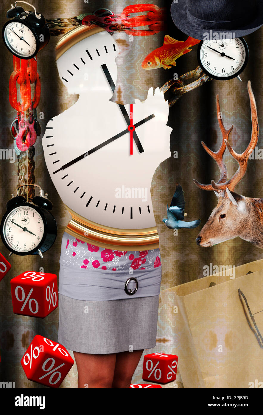 Woman time clock busy hi-res stock photography and images - Alamy