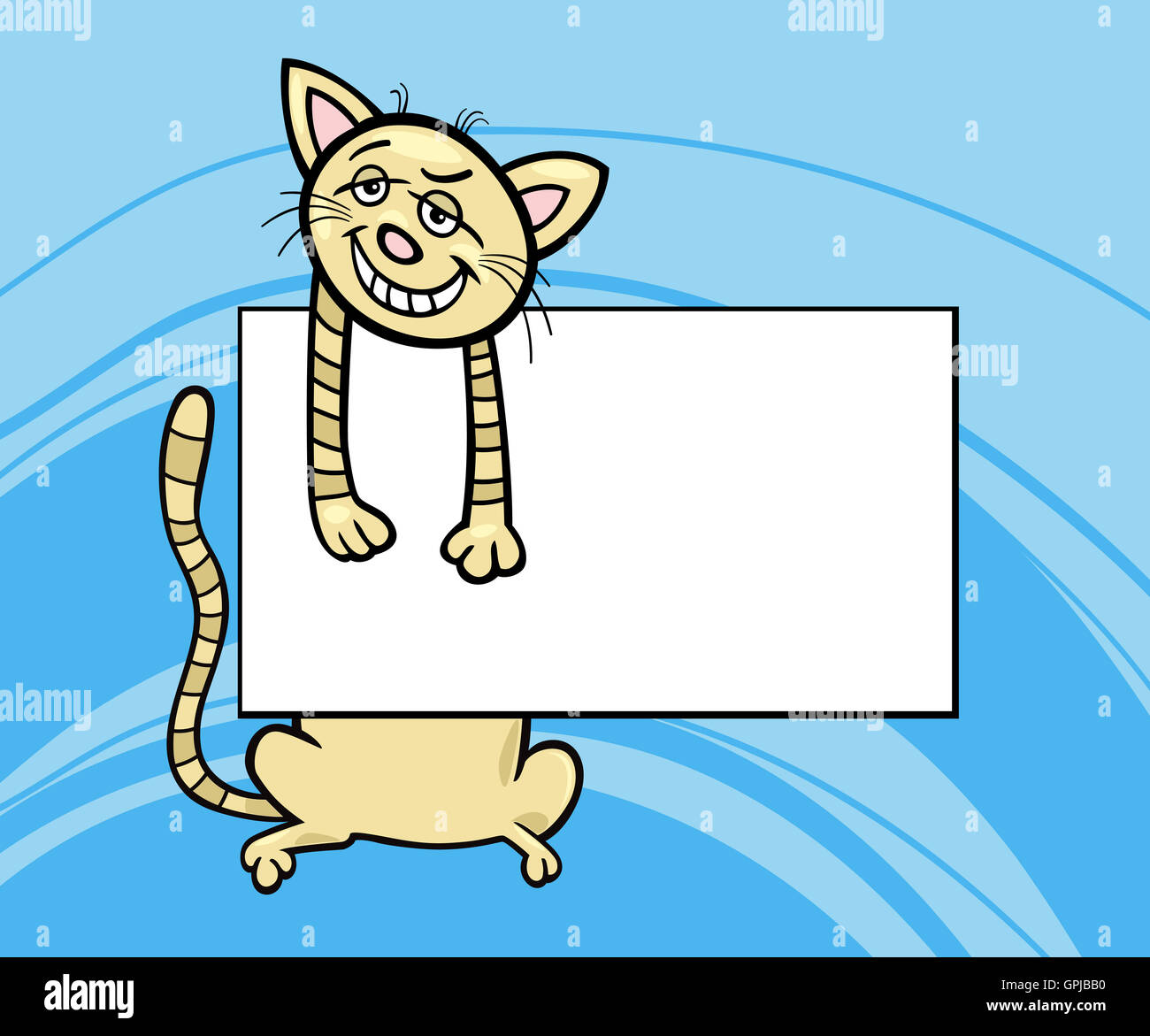 cartoon cat with board or card Stock Photo - Alamy