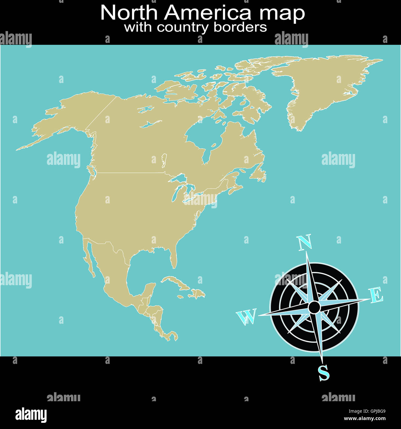 North America map with country borders Stock Photo - Alamy