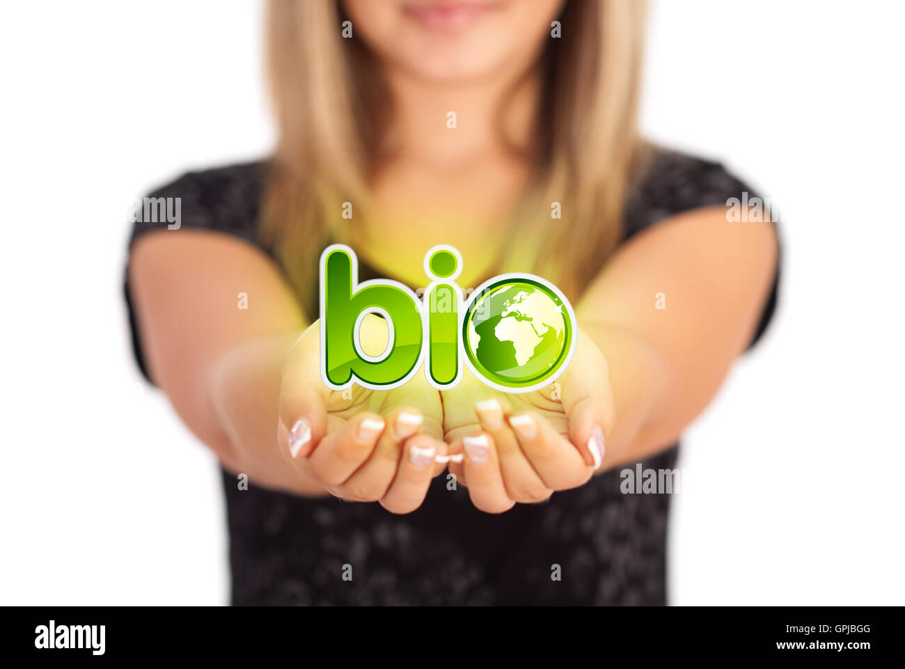 Woman hands holding ECO sign Stock Photo - Alamy