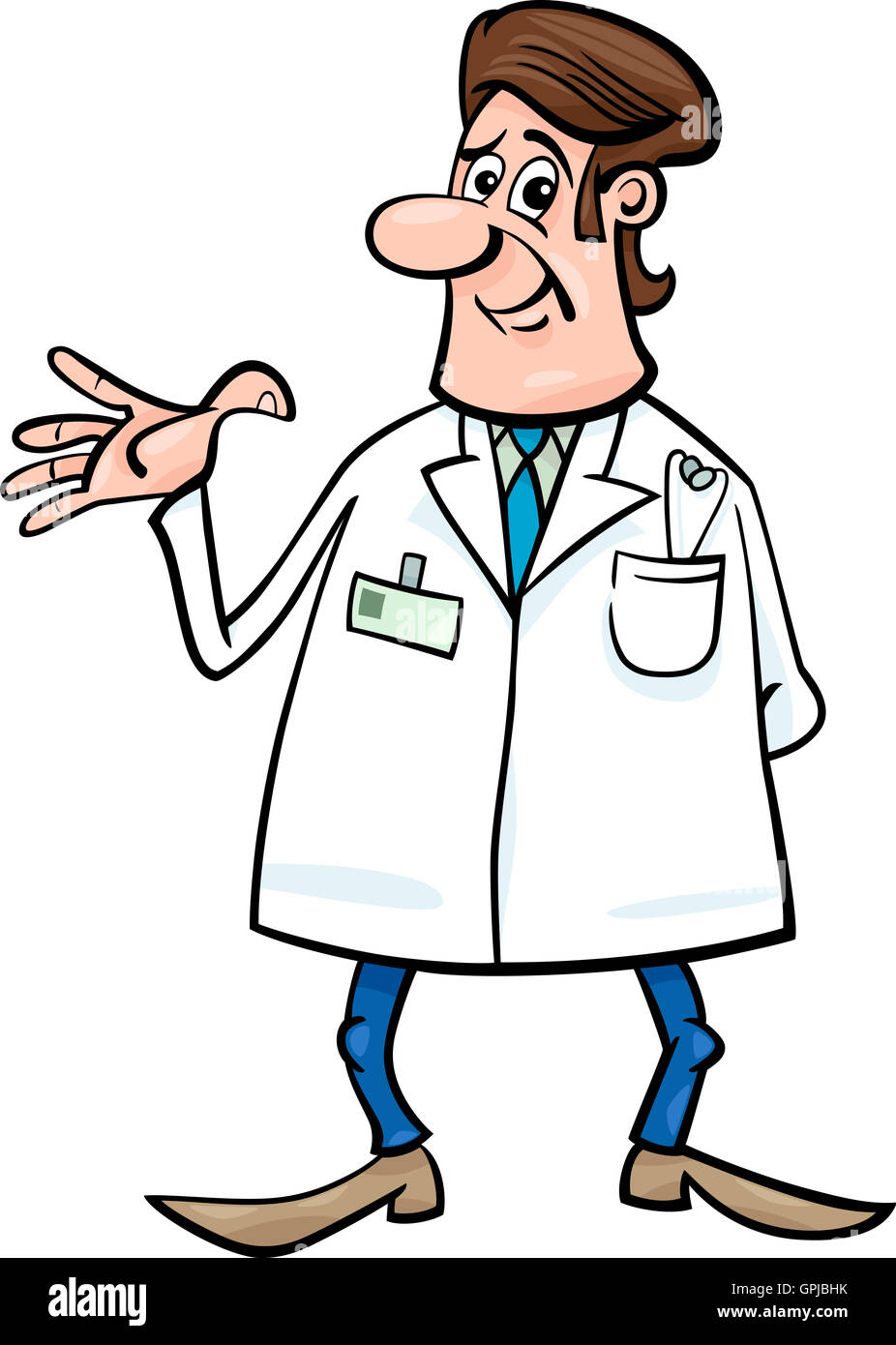 doctor in white coat cartoon illustration Stock Photo - Alamy