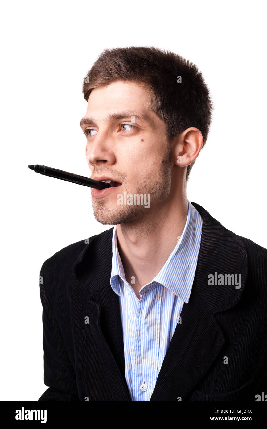 Man thinking about a solution 1 Stock Photo - Alamy