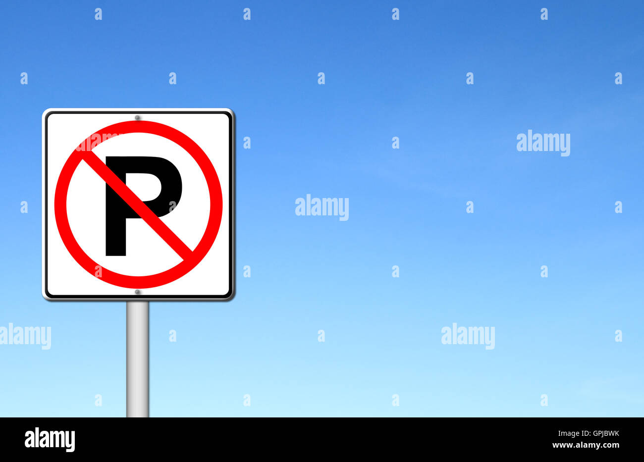 No parking sign over blue sky Stock Photo - Alamy