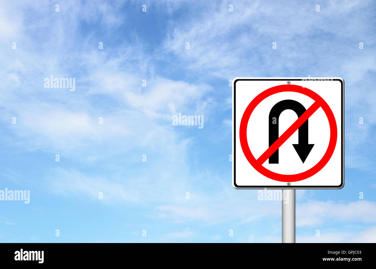No return back road sign over blue sky Stock Photo - Alamy