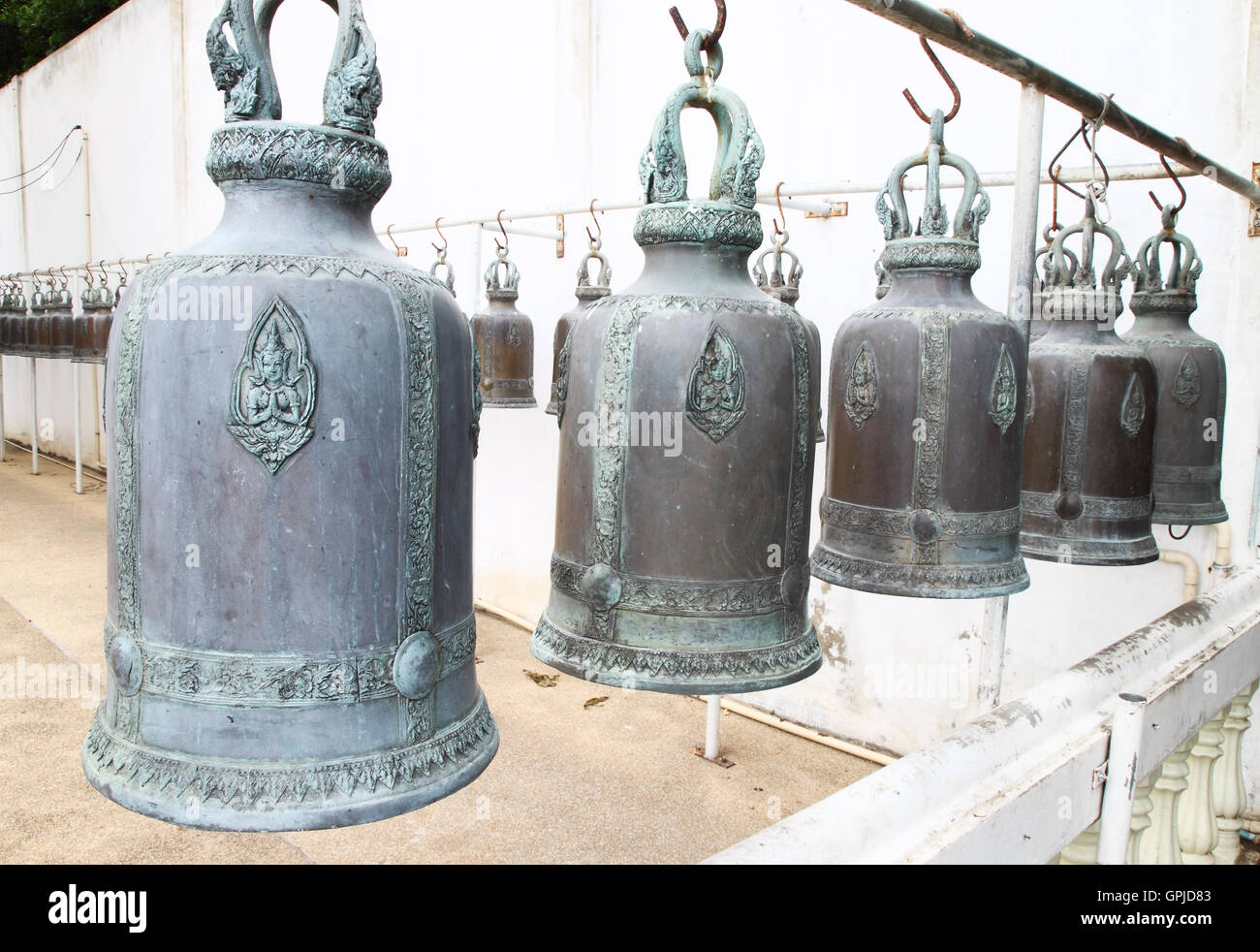 Bronze bell in the temple Stock Photo - Alamy
