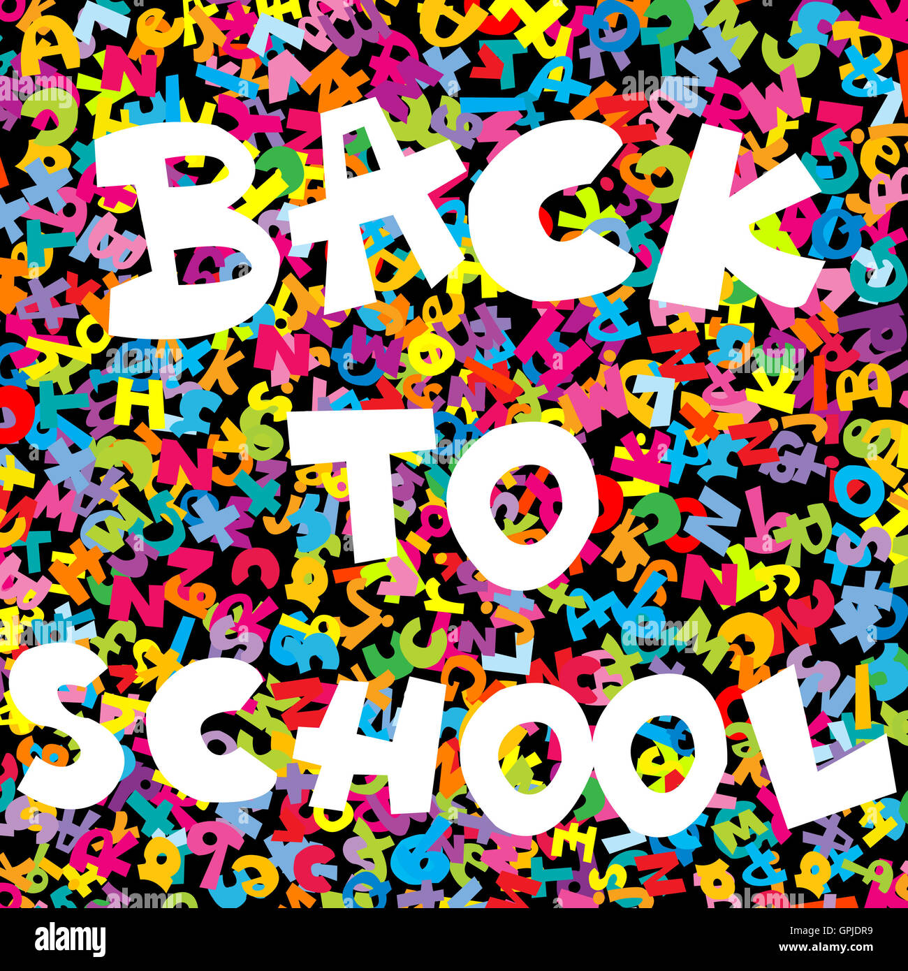 Back to school background with colored letters Stock Photo - Alamy