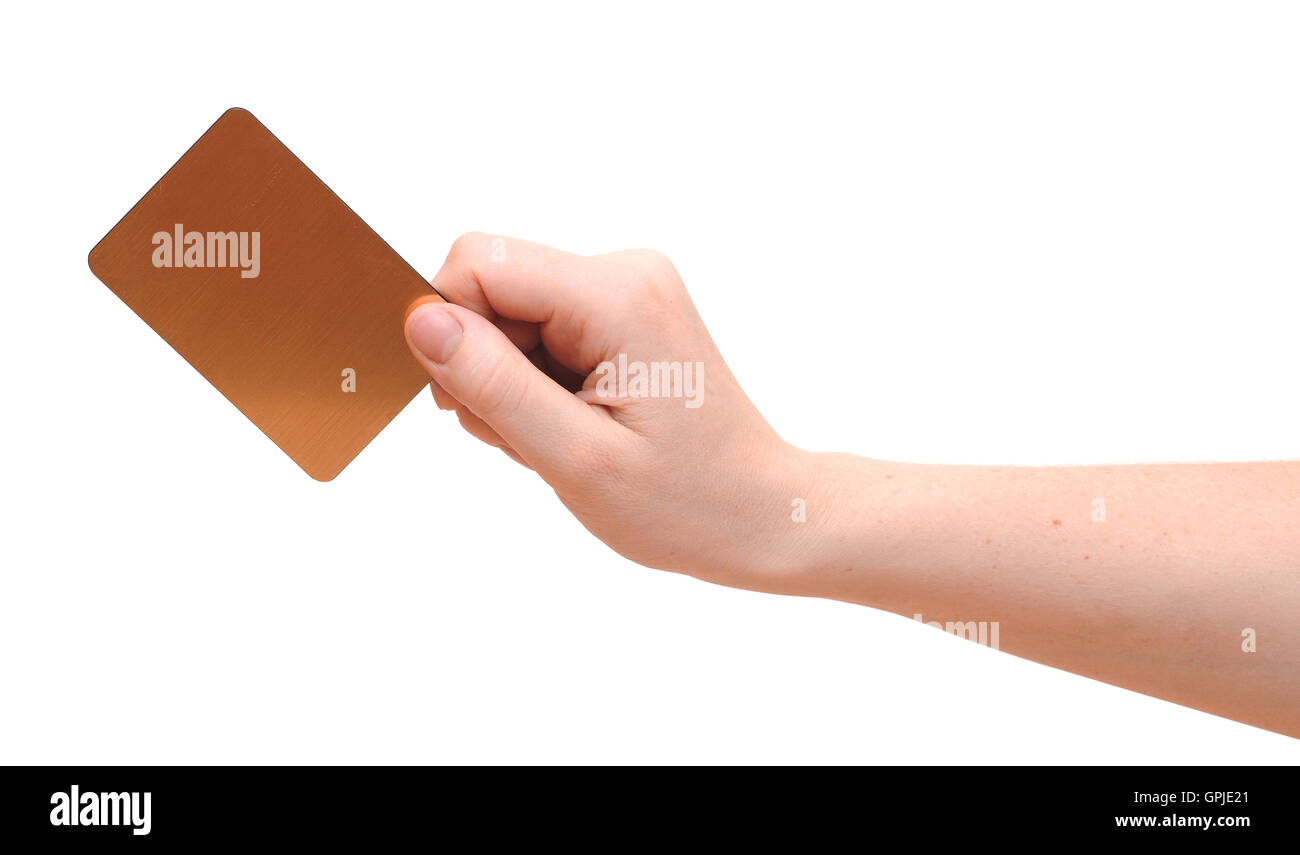 hand holds the golden card Stock Photo - Alamy