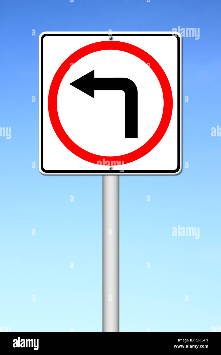left turn road sign Stock Photo - Alamy