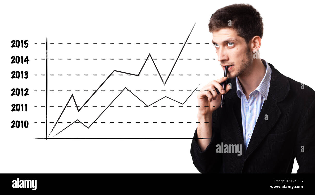 man analysing graph on the whiteboard Stock Photo - Alamy