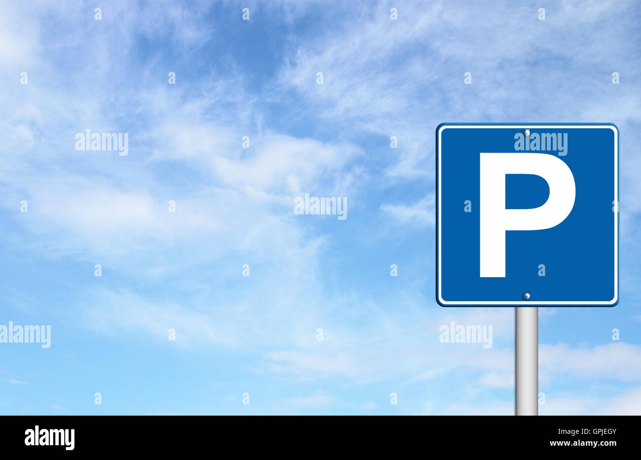 Parking traffic sign with blue sky Stock Photo - Alamy