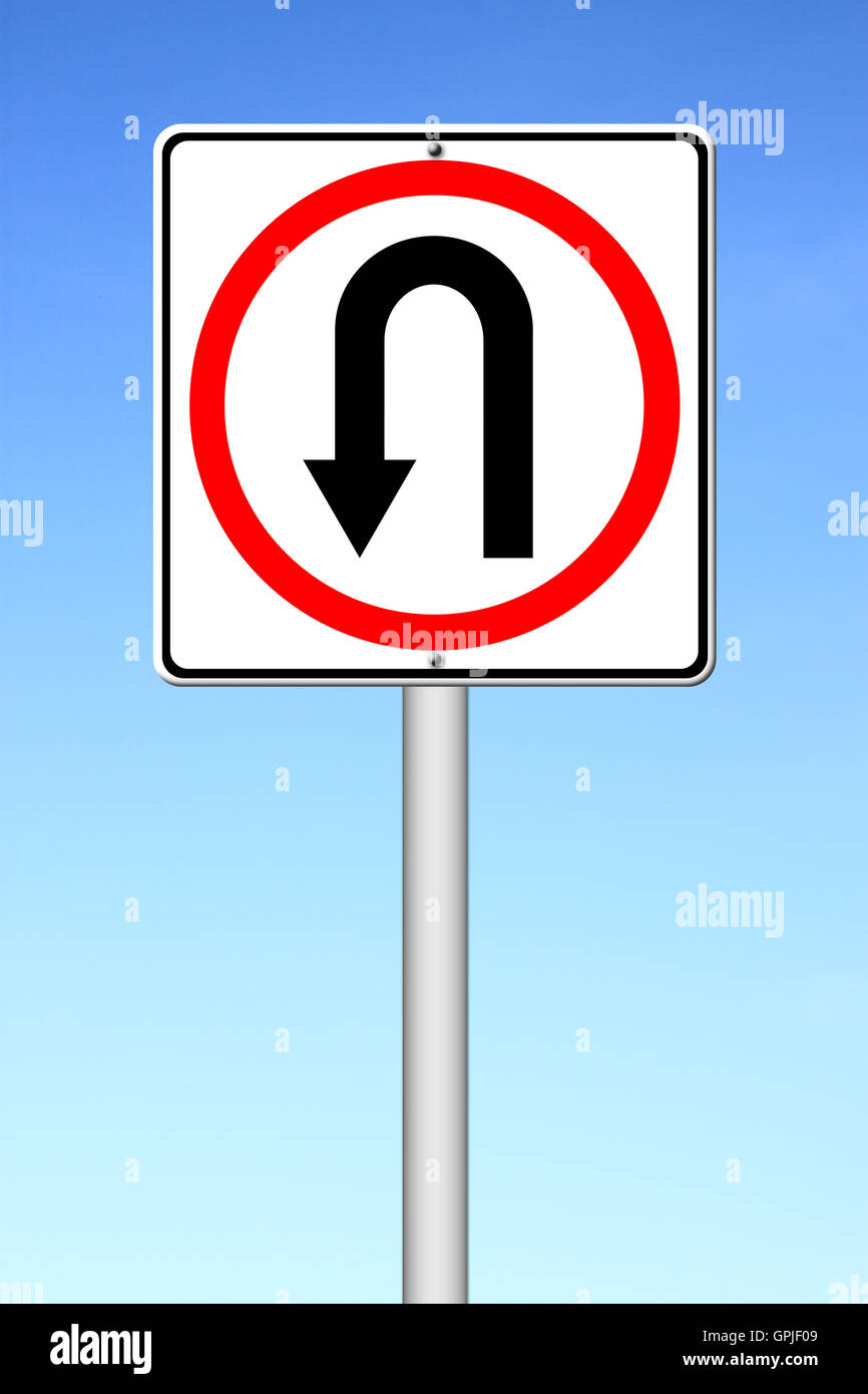 Turn back road sign Stock Photo - Alamy