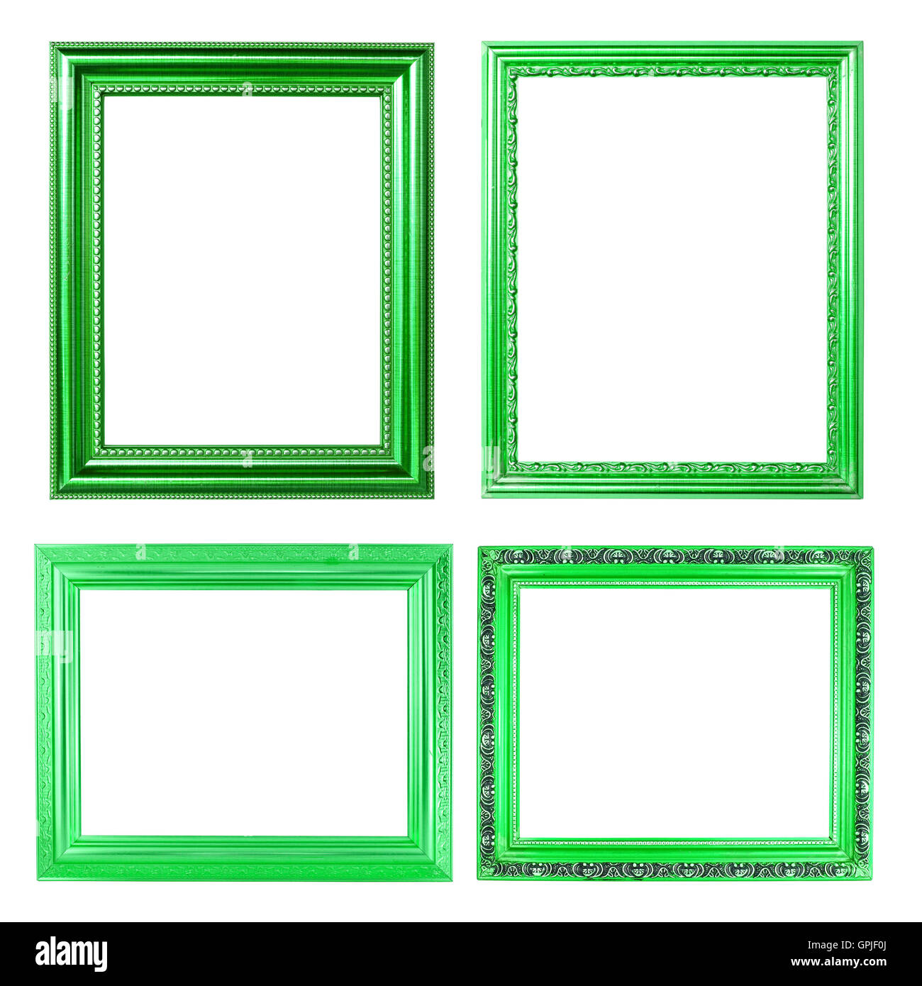 4 green frame on white background Stock Photo - Alamy