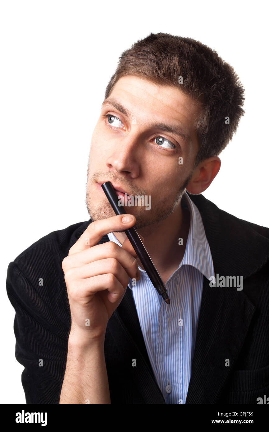 Man thinking about a solution 3 Stock Photo - Alamy