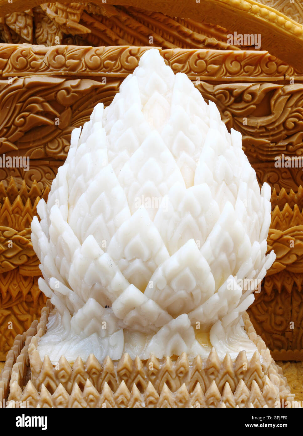 carving candle with lotus shape Stock Photo - Alamy