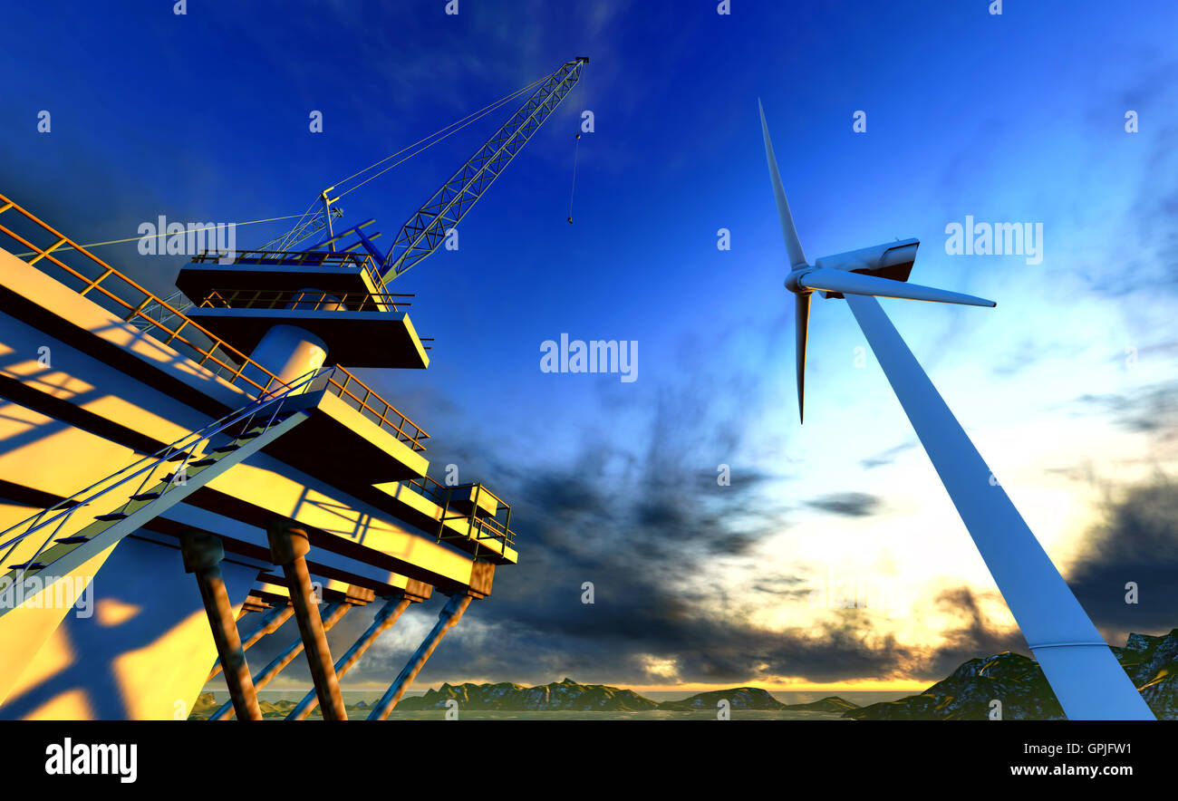 Wind turbine construction platform hi-res stock photography and images ...