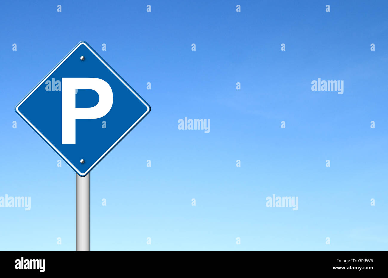 Parking traffic sign with blue sky Stock Photo - Alamy