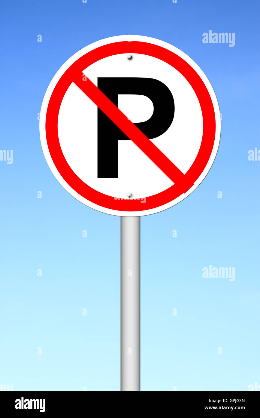 No parking sign over blue sky Stock Photo - Alamy