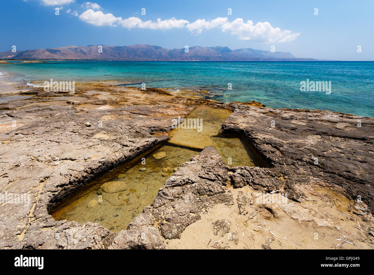 Ancient Greek city ruins of Pavlopetri in Pounda exotic beach in ...