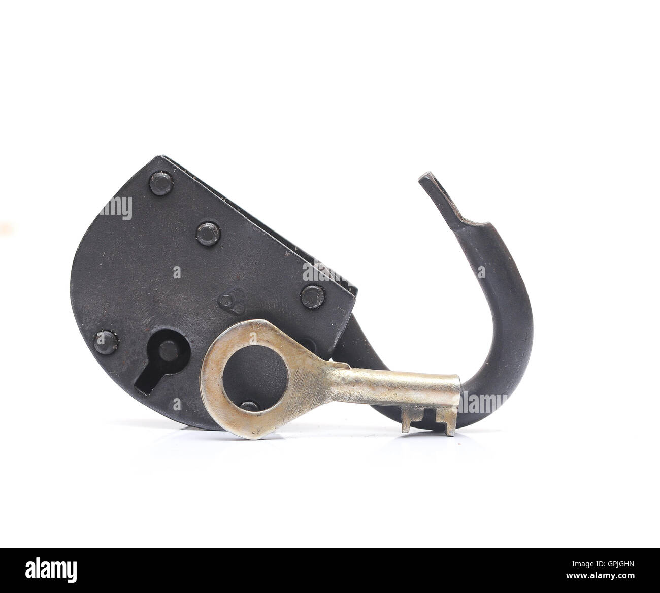 Unlocked lock on white background Stock Photo - Alamy