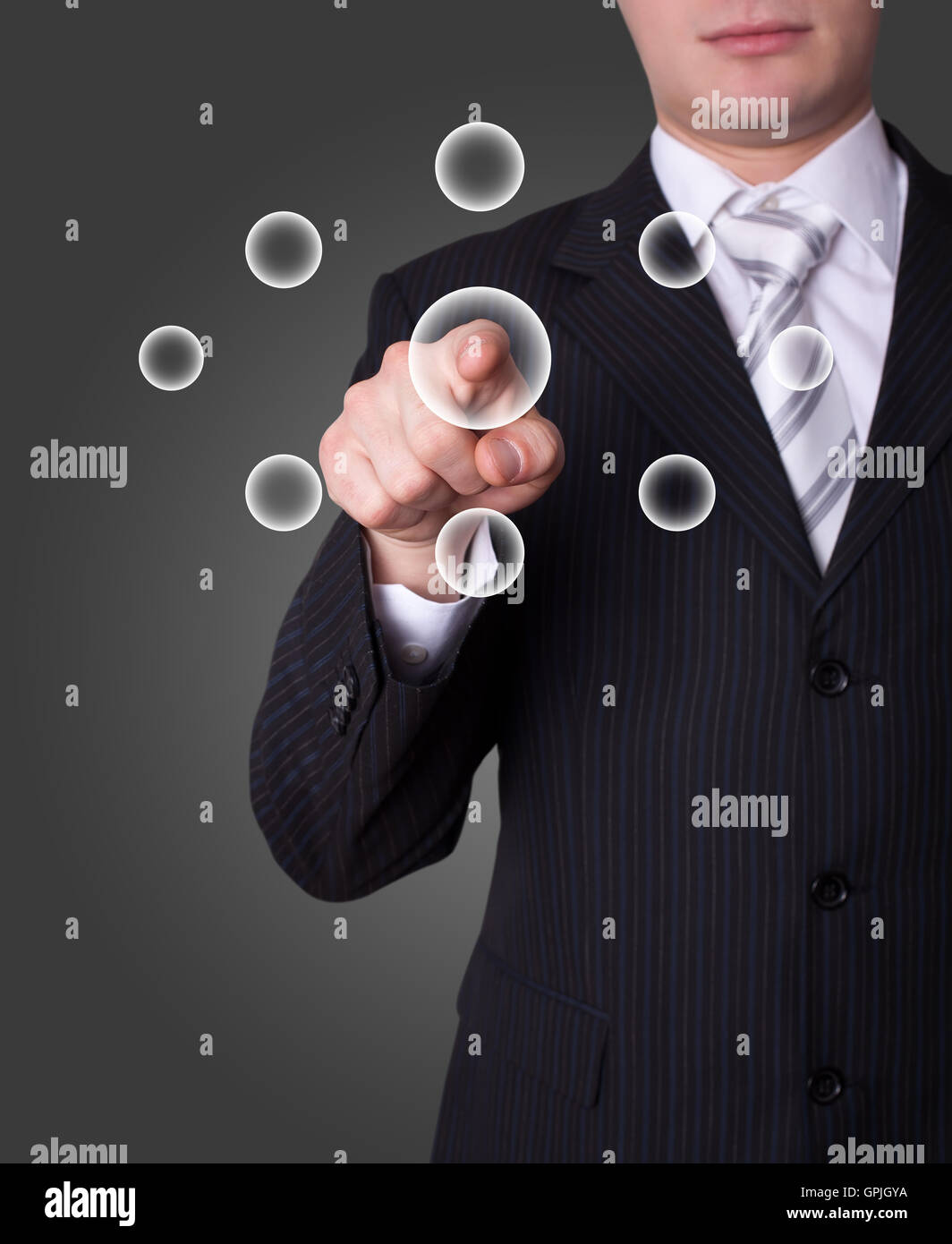 Smart man pressing virtual buttons hi-res stock photography and images ...