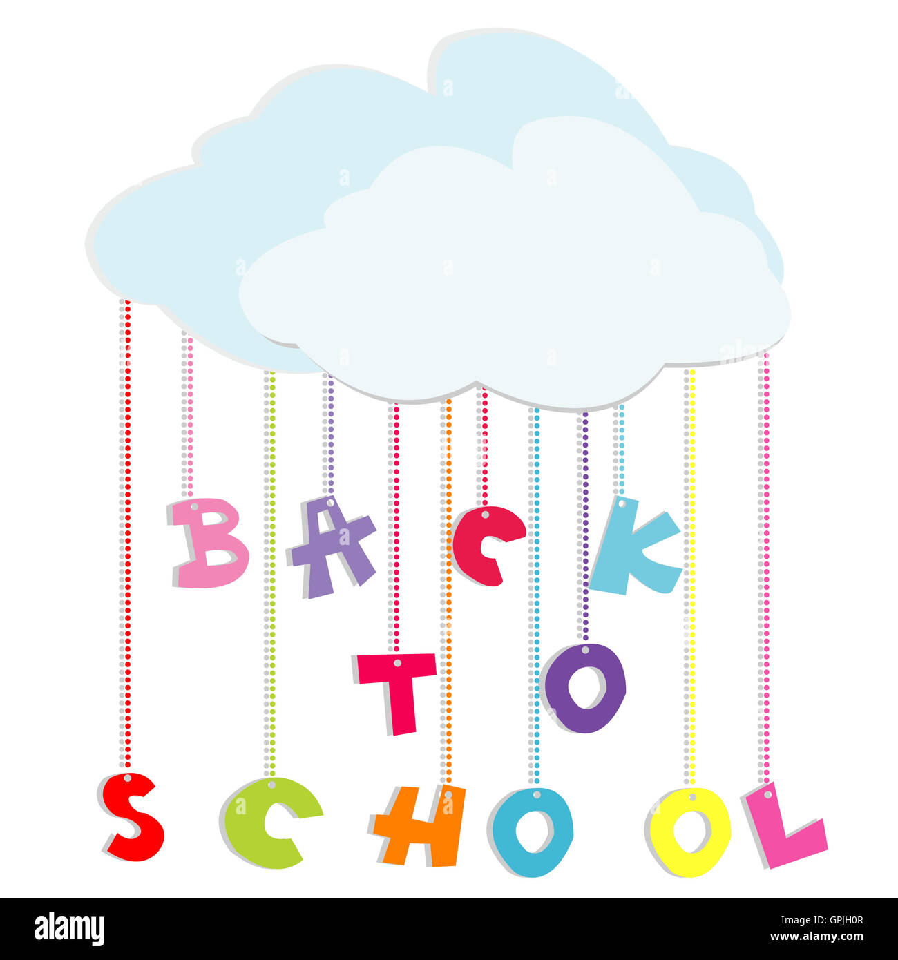Back to school illustration with colored letters and clouds Stock Photo ...