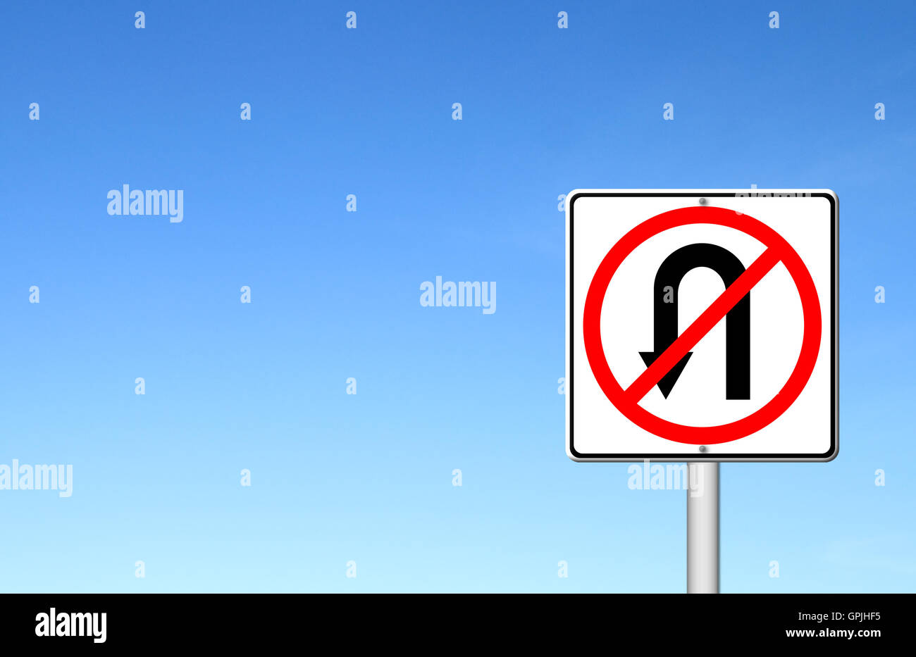 No return back road sign over blue sky Stock Photo - Alamy