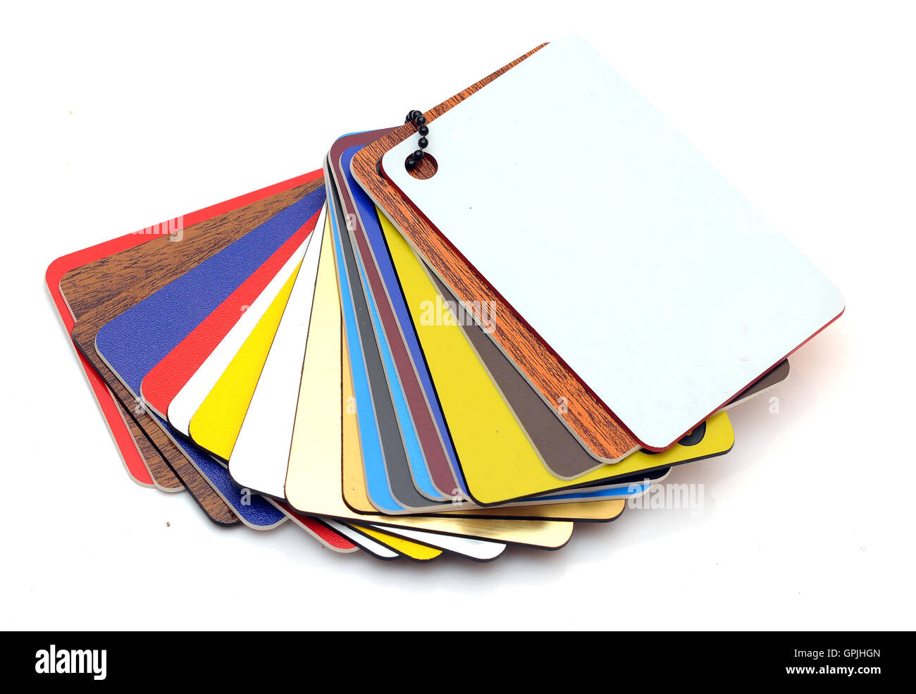 Swatch of plastic samples on a white background Stock Photo - Alamy
