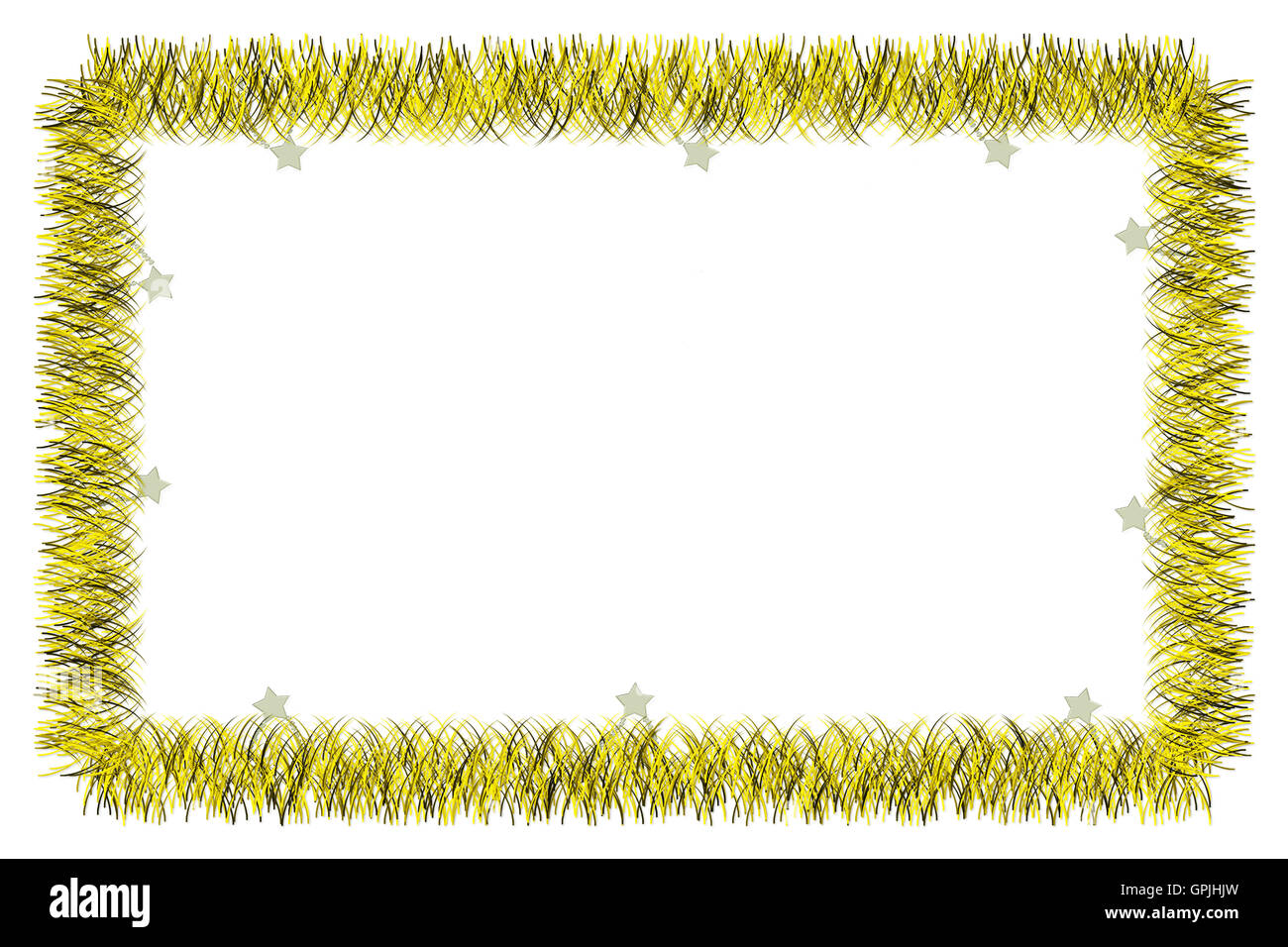 Christmas yellow tinsel frame Stock Photo - Alamy