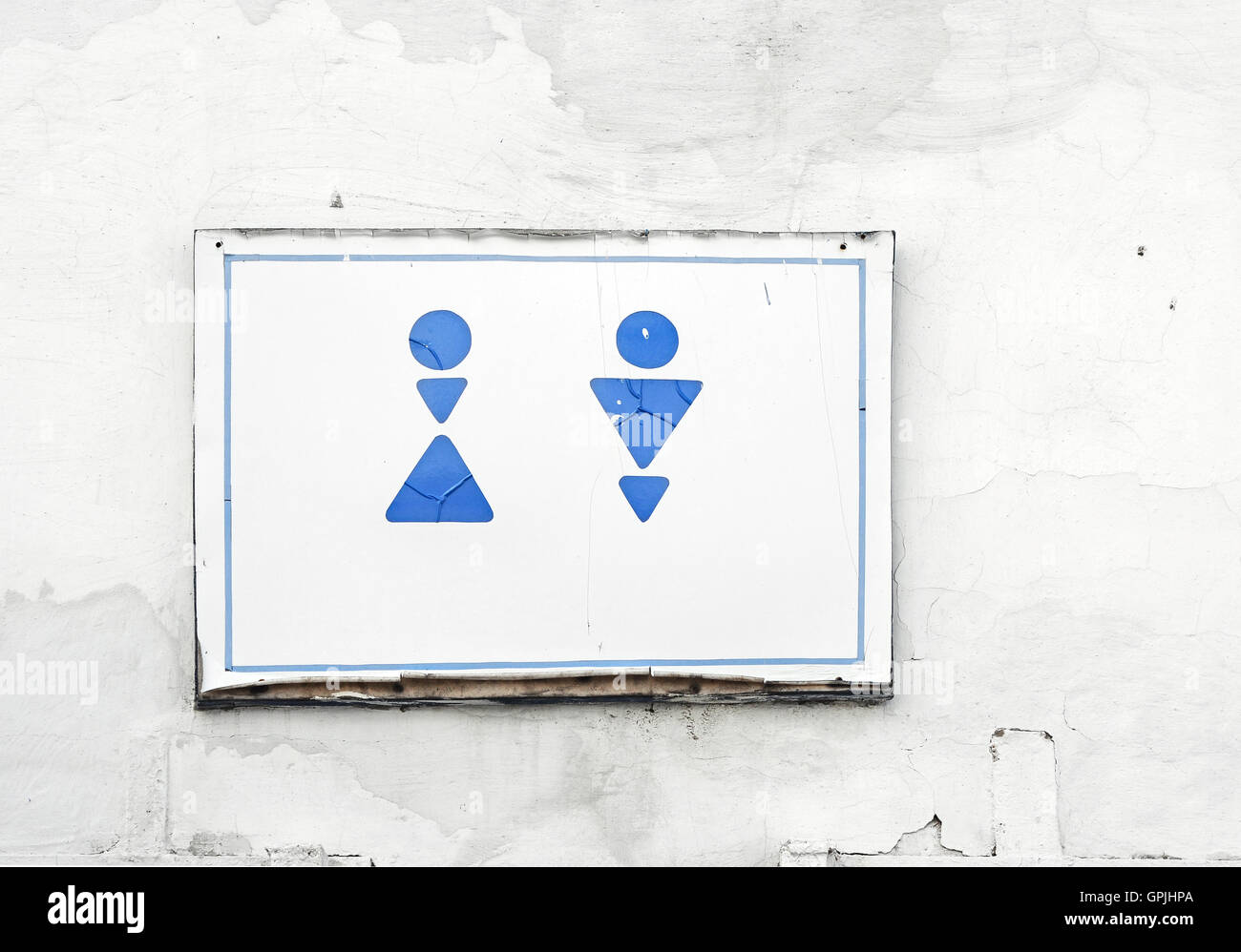 Ancient toilet sign on cement wall Stock Photo - Alamy