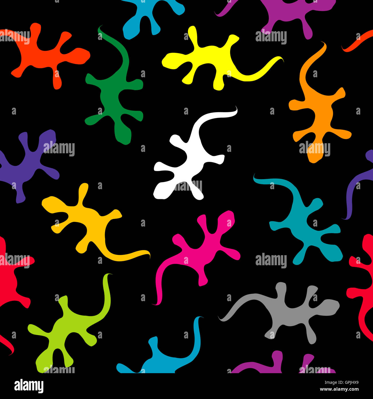 Seamless pattern with colored lizards Stock Photo - Alamy