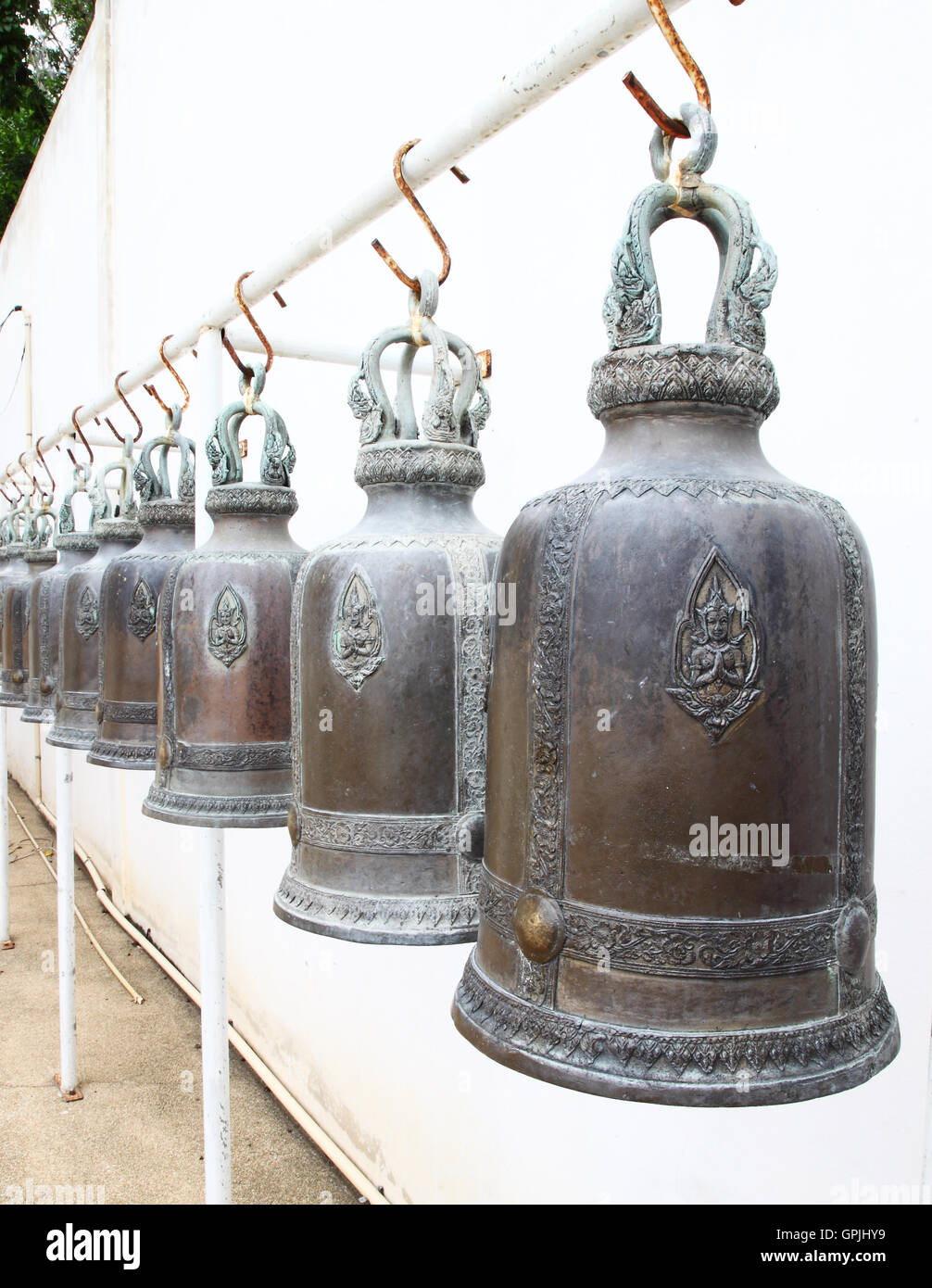 Bronze bell in the temple Stock Photo - Alamy