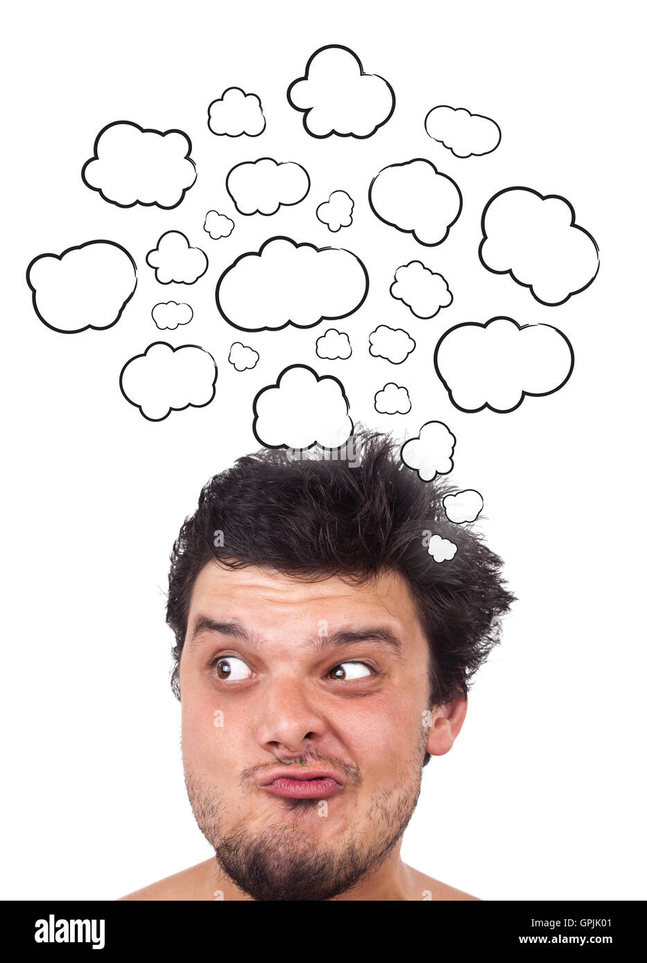 People group looking at information board thinking person hi-res stock ...