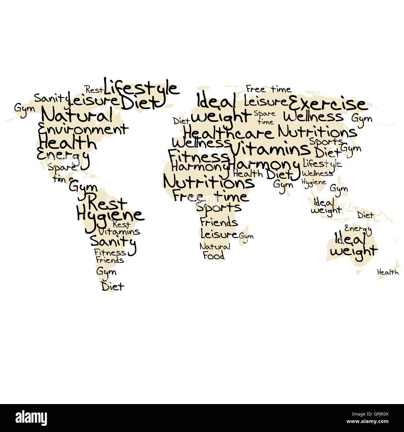 Typography with healthy life terms Stock Photo - Alamy