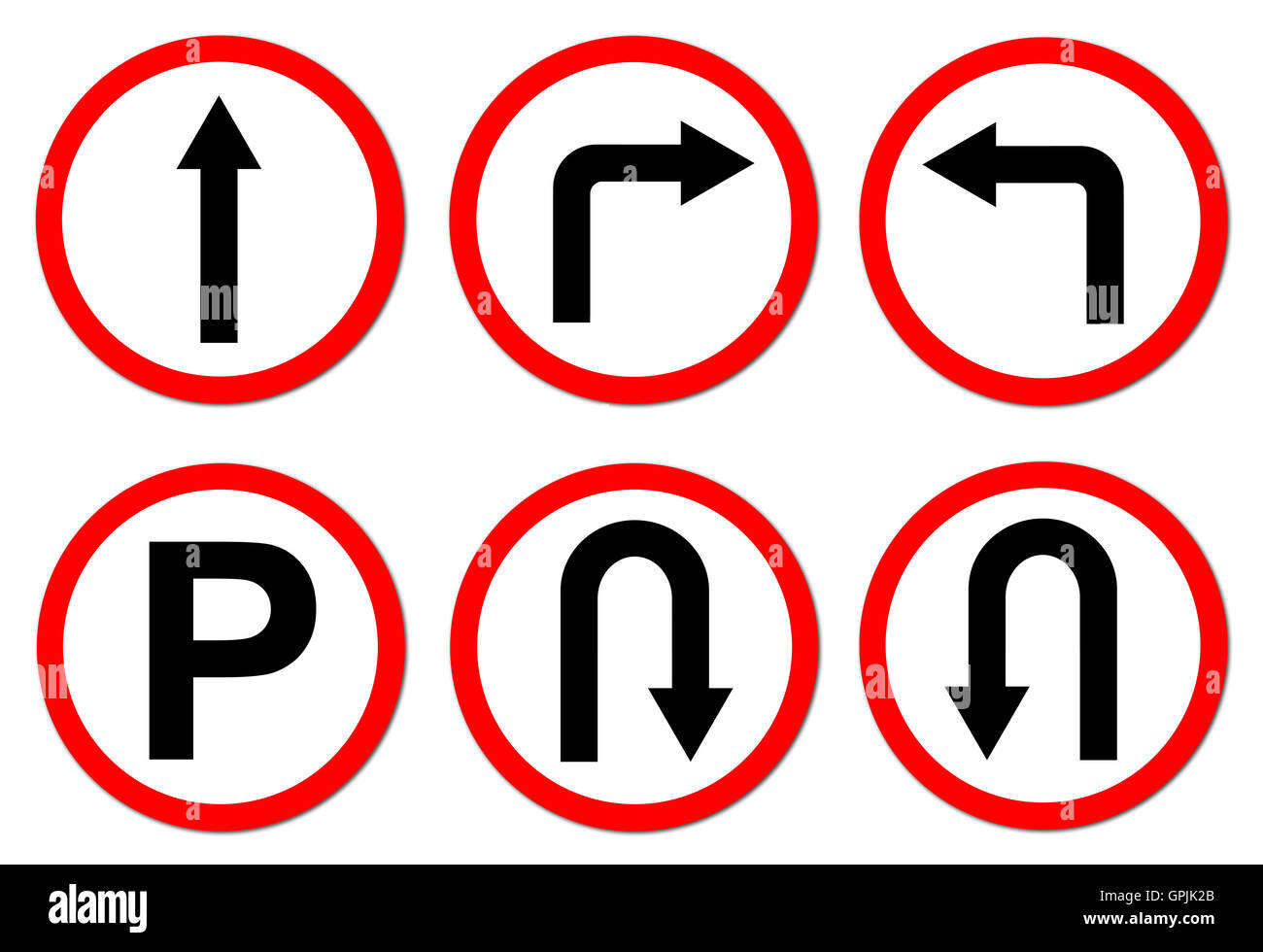 6 red circle traffic sign Stock Photo - Alamy
