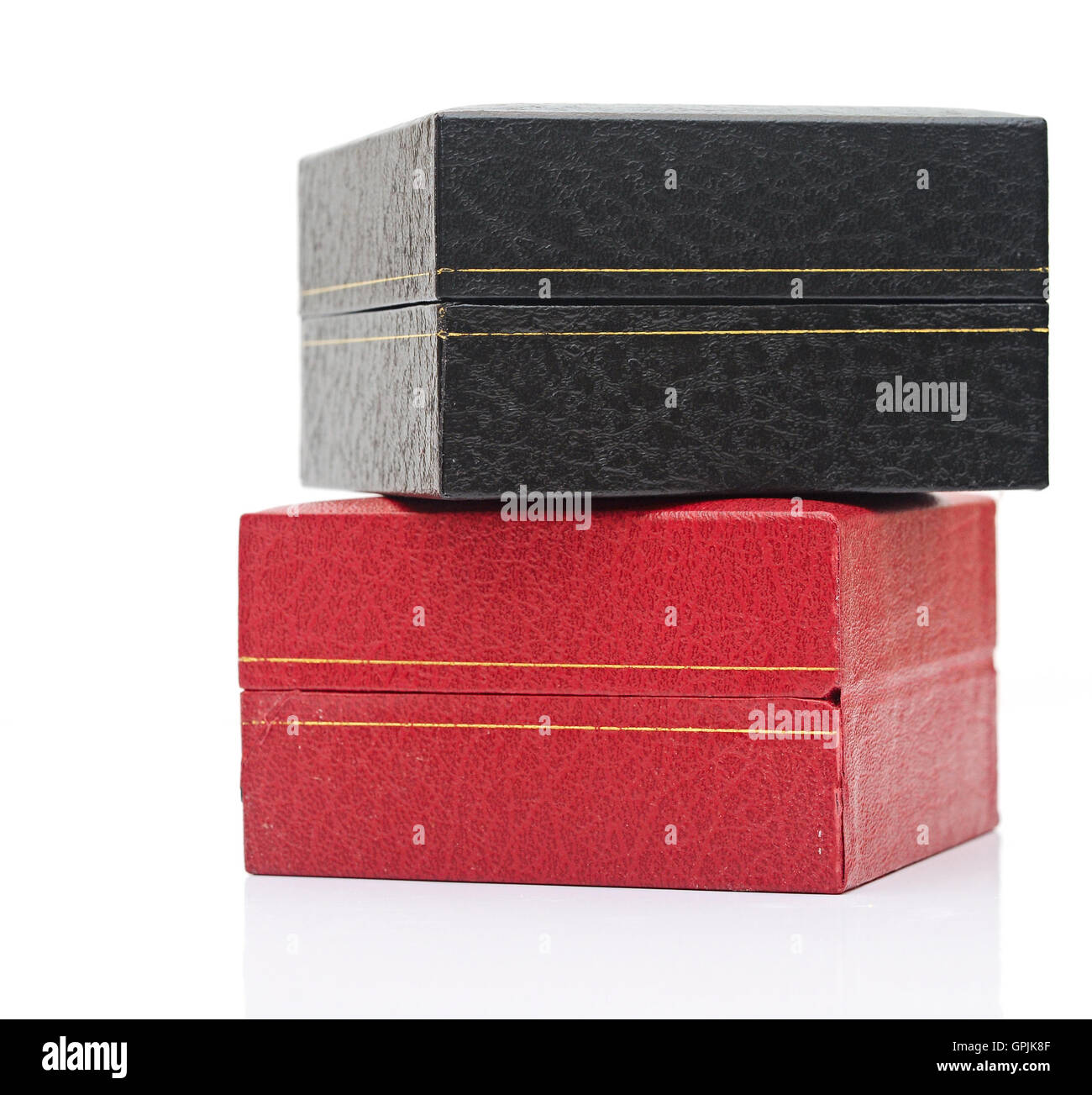 black and red gift boxes over white background Stock Photo - Alamy