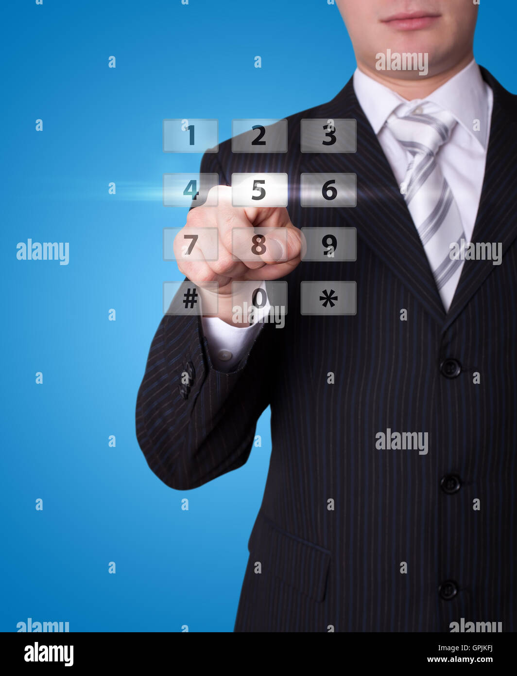 Man pressing digital buttons Stock Photo - Alamy
