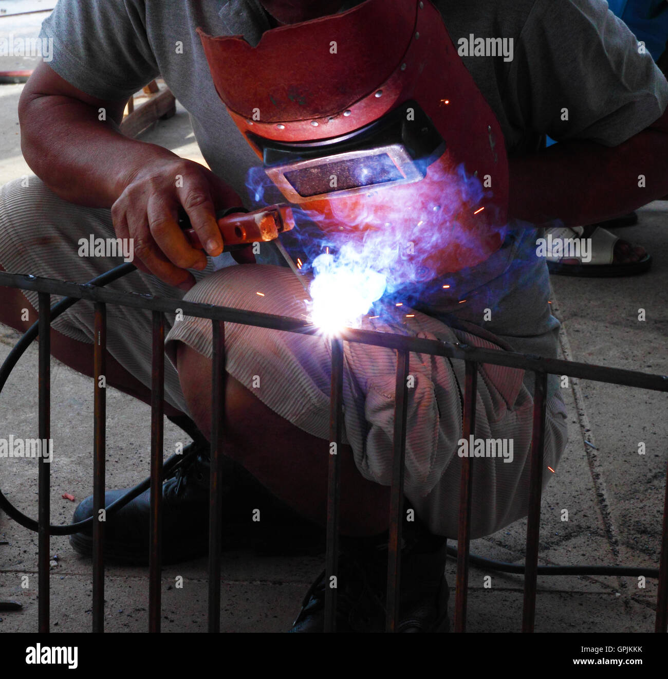 electric welding connecting square bar Stock Photo - Alamy