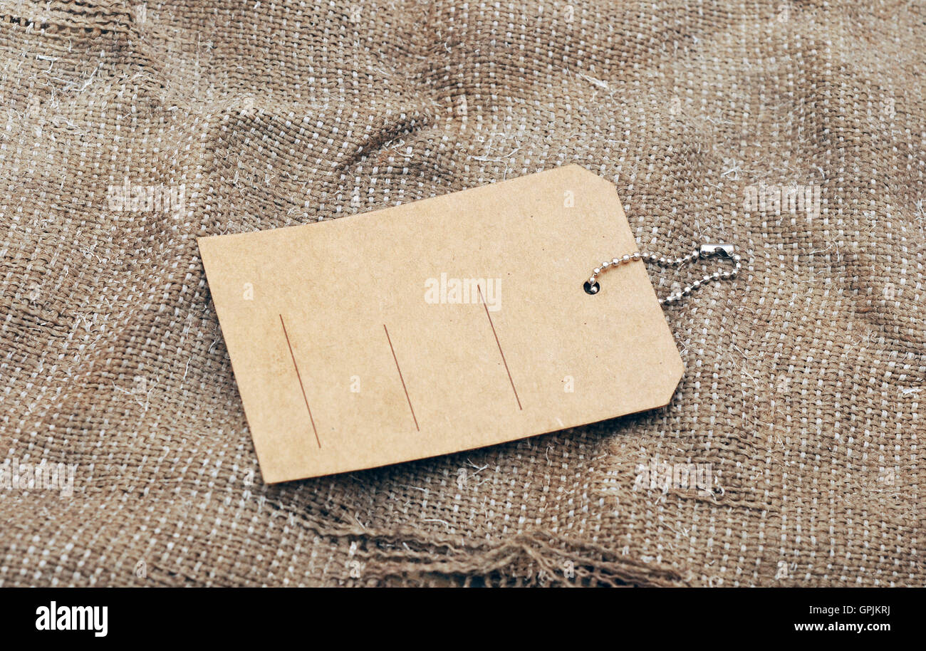 old sack burlap background texture and price tag Stock Photo - Alamy